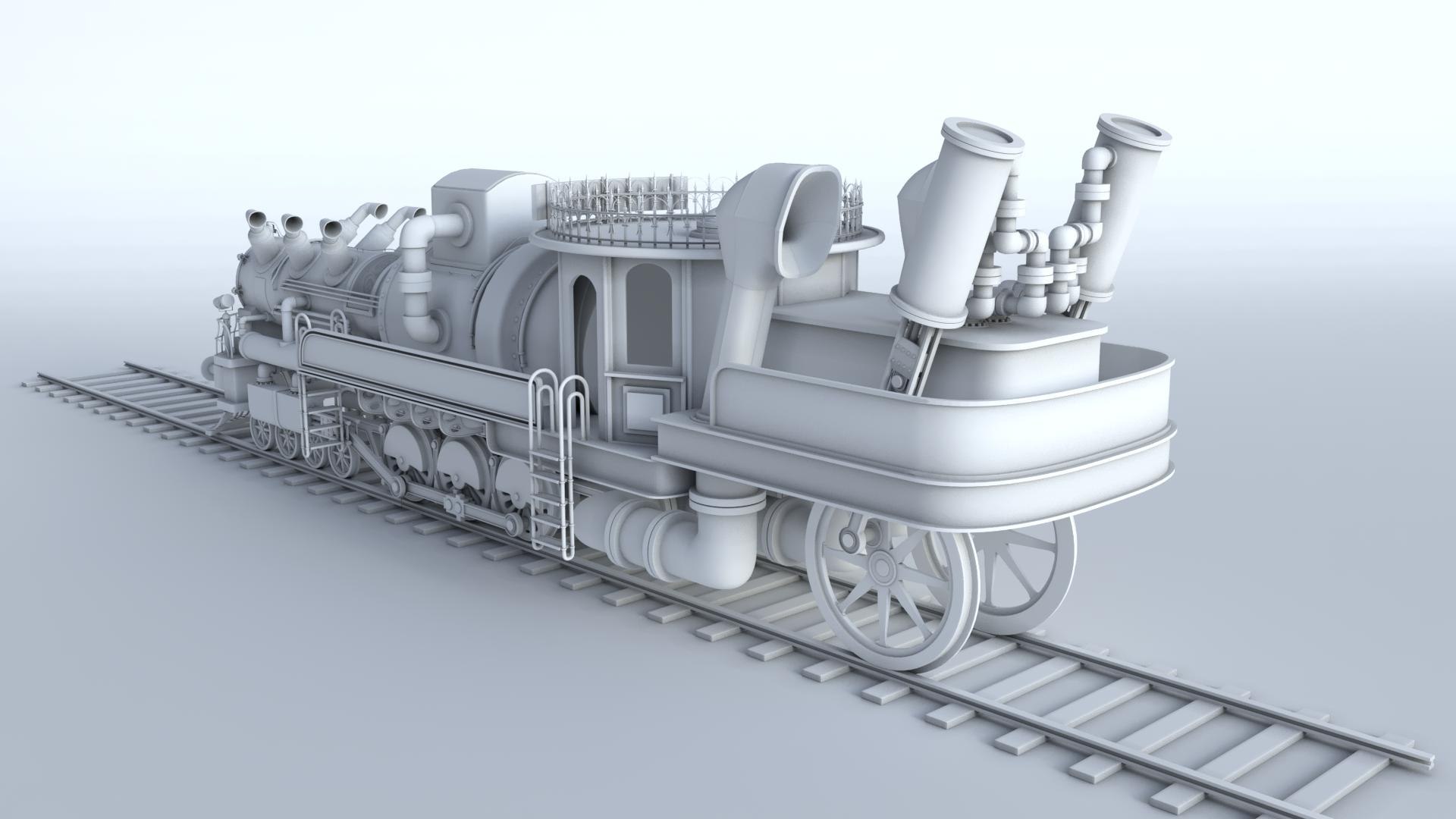 Train Steampunk 3d Model