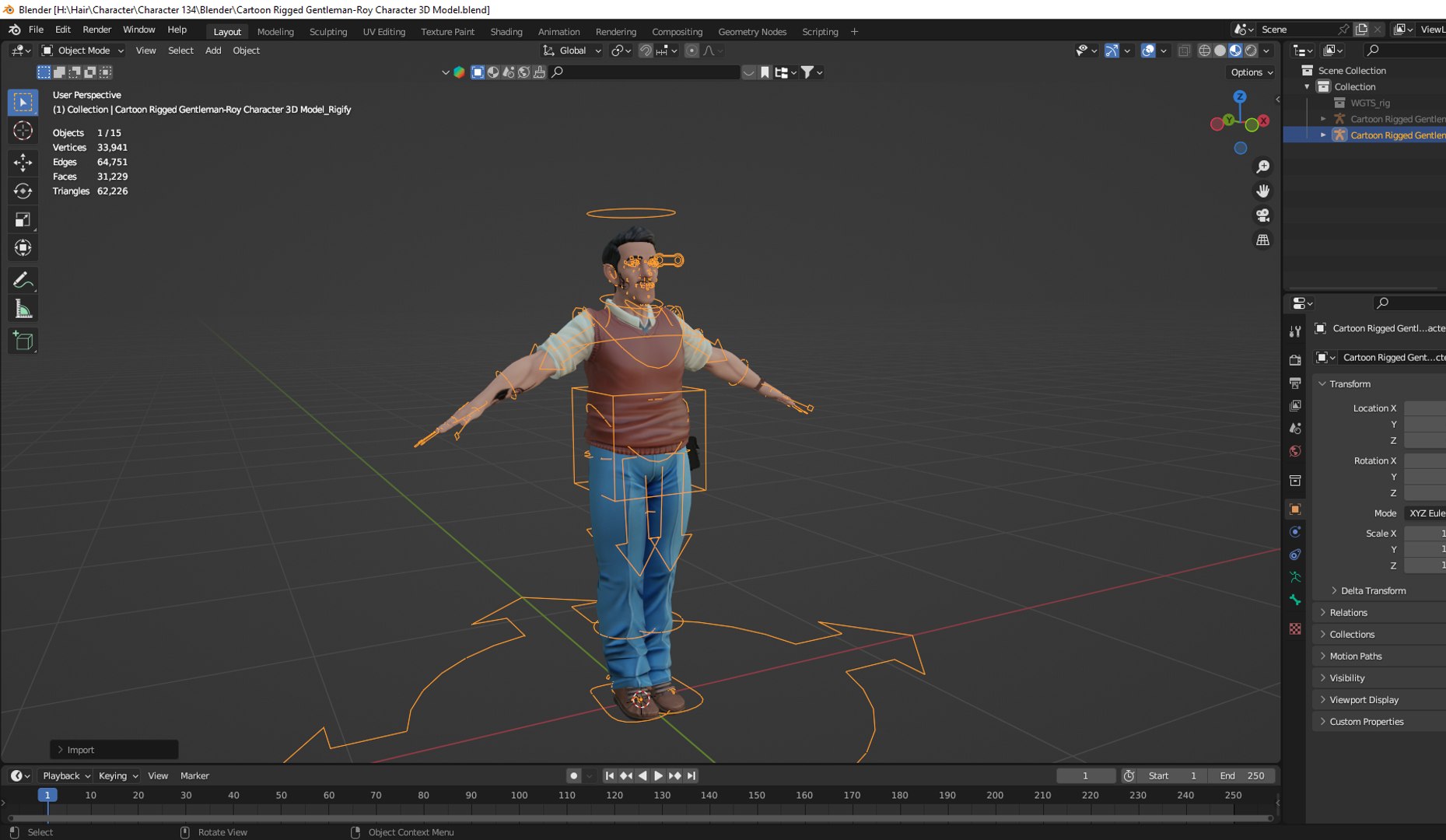 3D Cartoon Rigged Gentleman-Roy Character 3D Model - TurboSquid 2186698