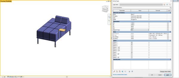 modelo 3d Revit family ikea flottebo sofá cama modelo gratis ...