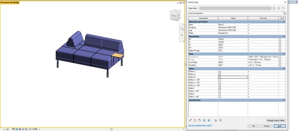 modelo 3d Revit family ikea flottebo sofá cama modelo gratis ...