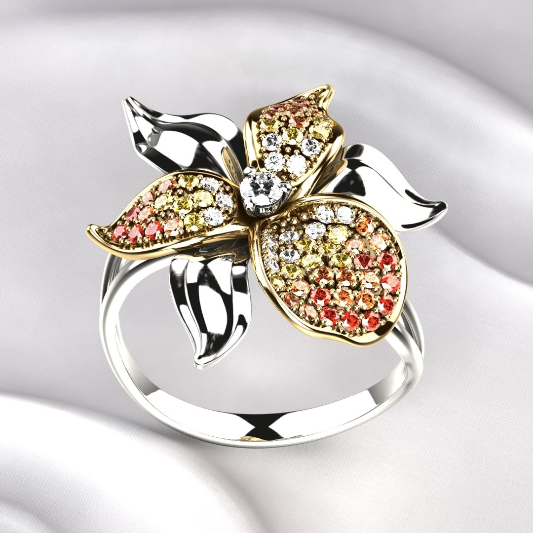 Flower Shape Luxury Gold Ring 3D Model - TurboSquid 1879839