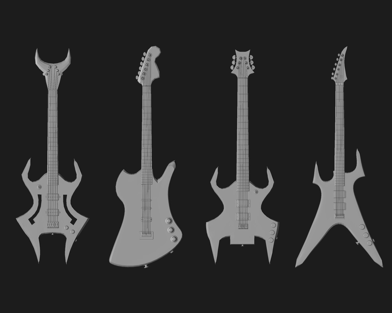 3D Model 30 Electric Guitar Music Instrument Shapes IMM Brush Set ...