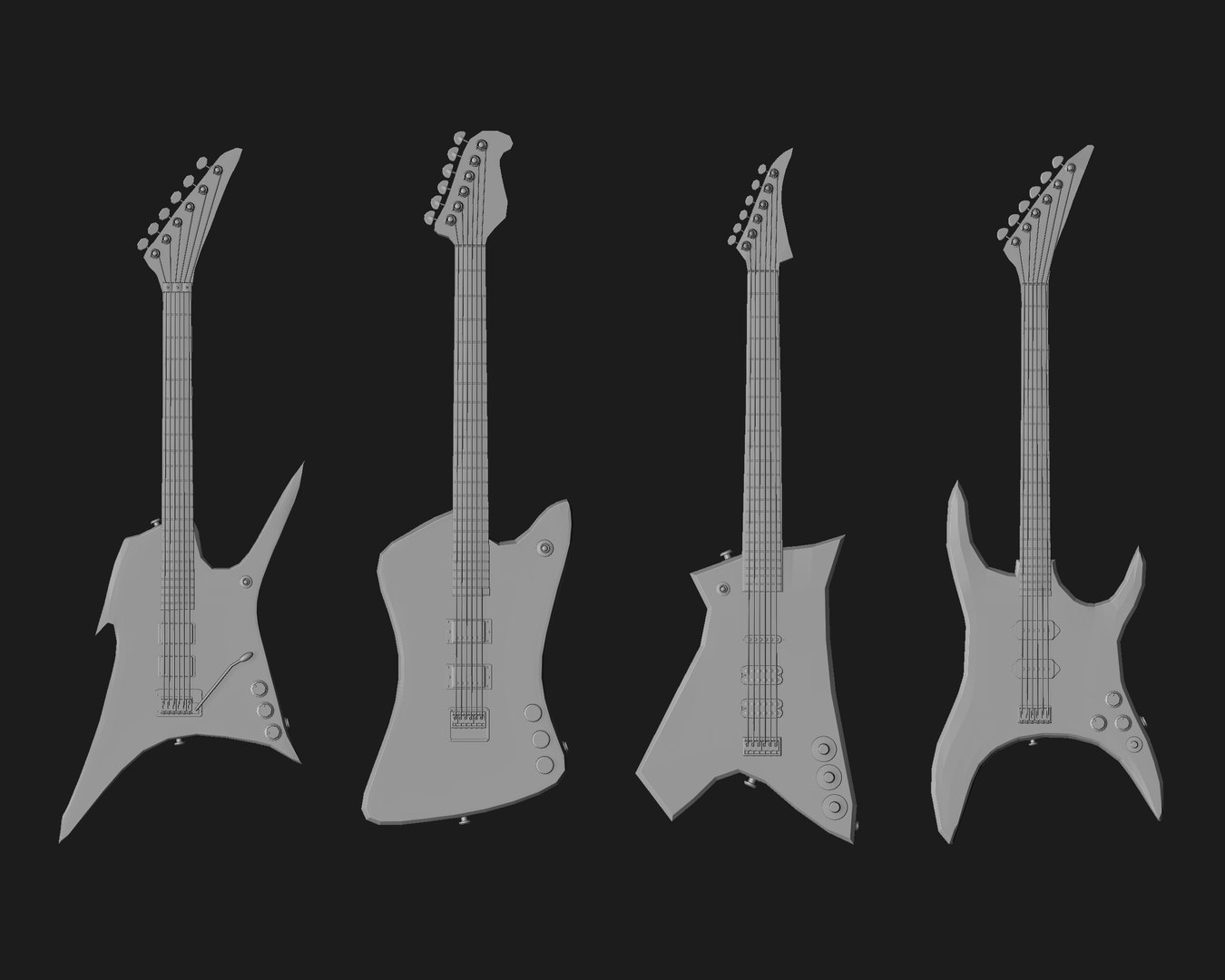 3D Model 30 Electric Guitar Music Instrument Shapes IMM Brush Set ...