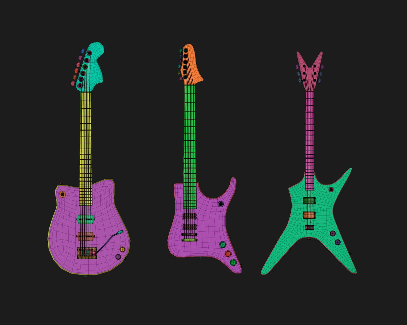 3D Model 30 Electric Guitar Music Instrument Shapes IMM Brush Set ...