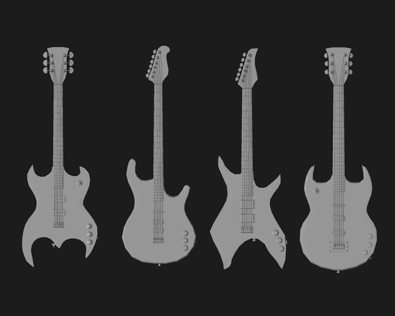 3D Model 30 Electric Guitar Music Instrument Shapes IMM Brush Set ...