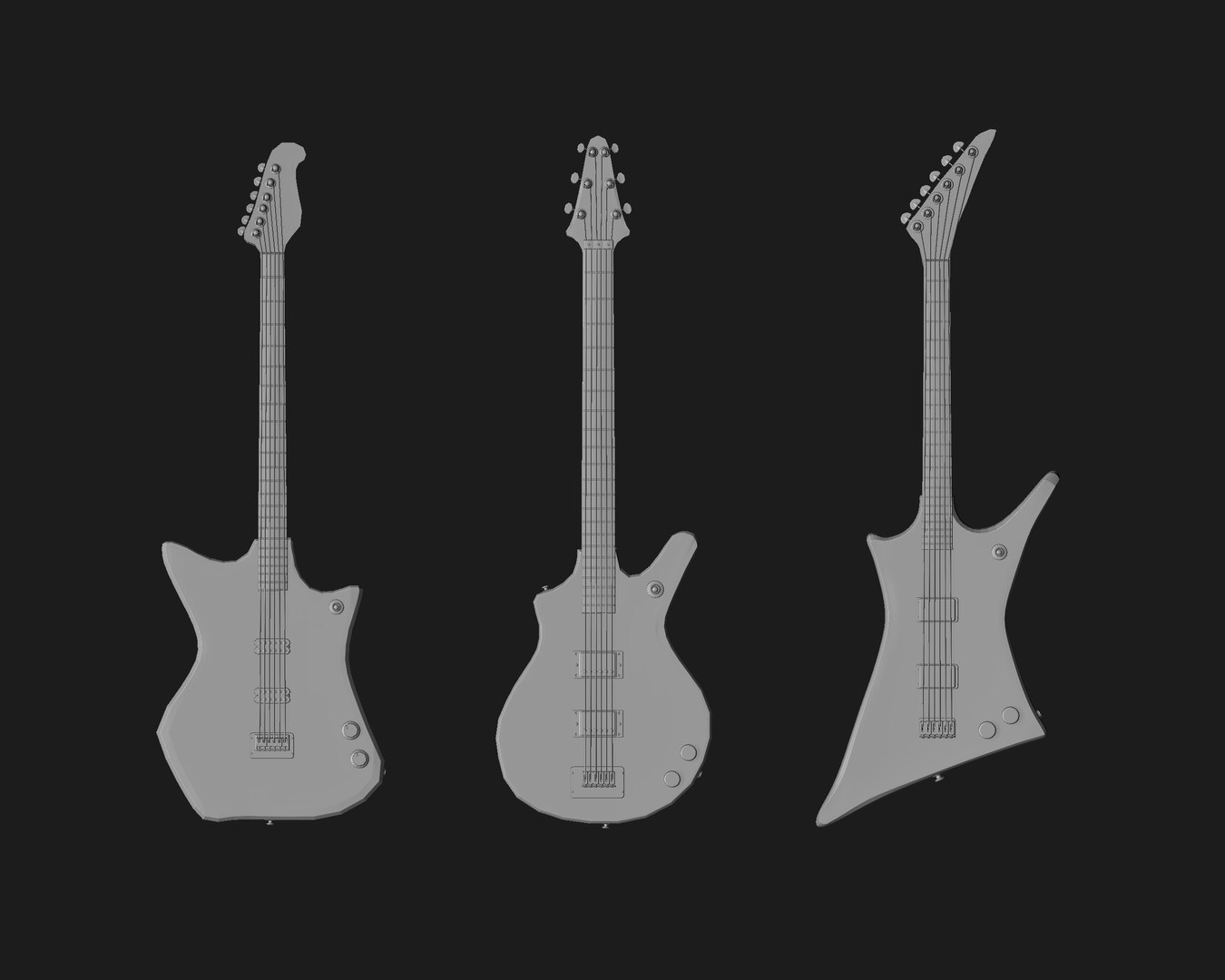 3D Model 30 Electric Guitar Music Instrument Shapes IMM Brush Set ...