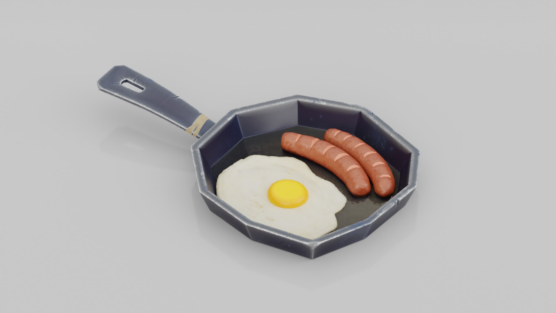 3D Pan service with sausages and egg model - TurboSquid 1961358