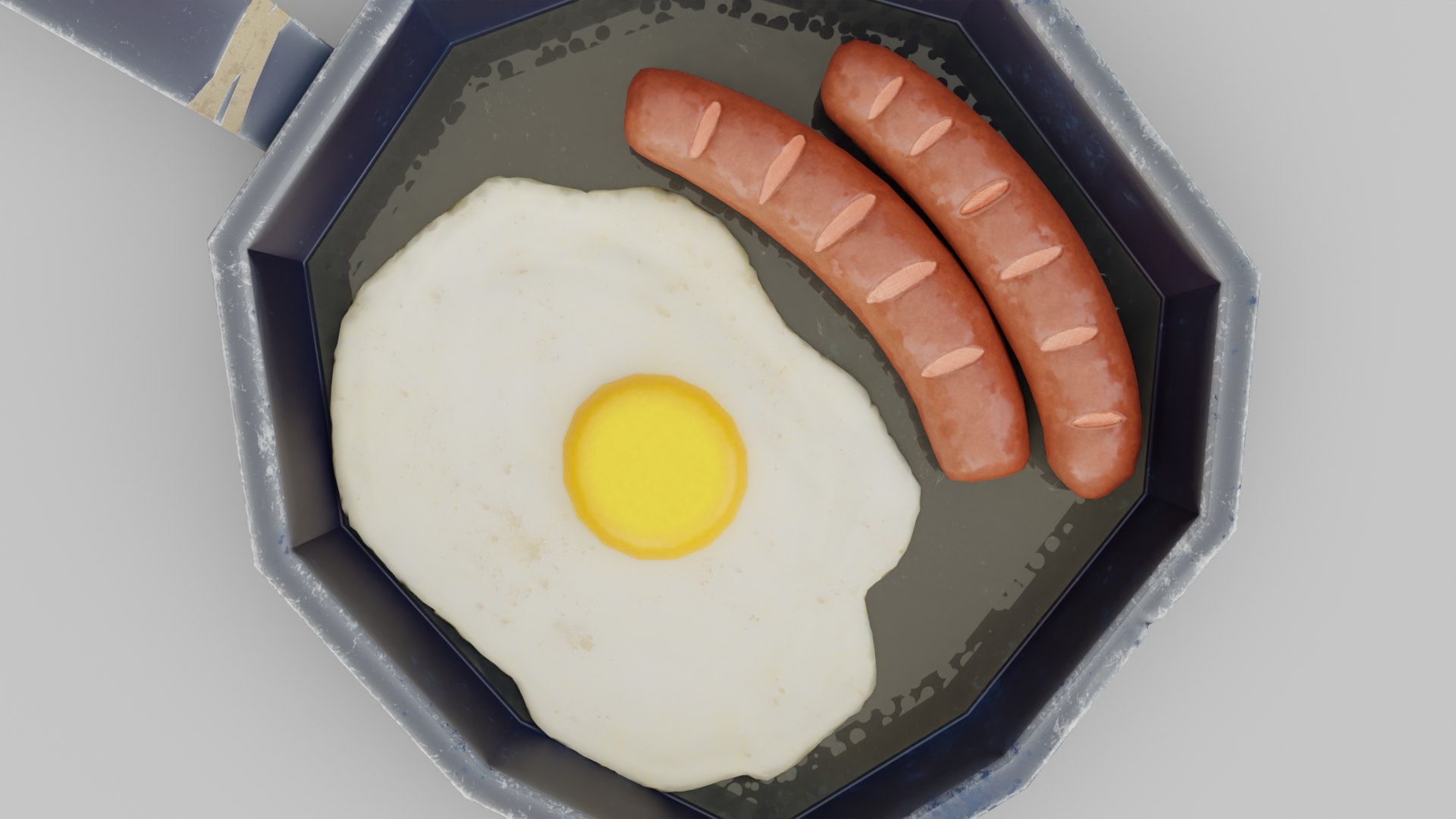 3D Pan service with sausages and egg model - TurboSquid 1961358