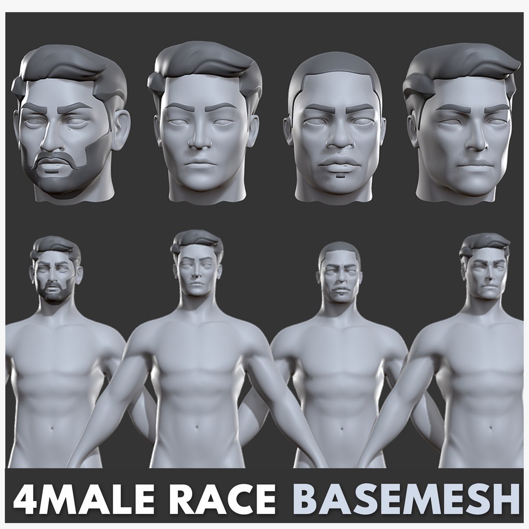 3D 4 Male Race BaseMesh Model - TurboSquid 2151289