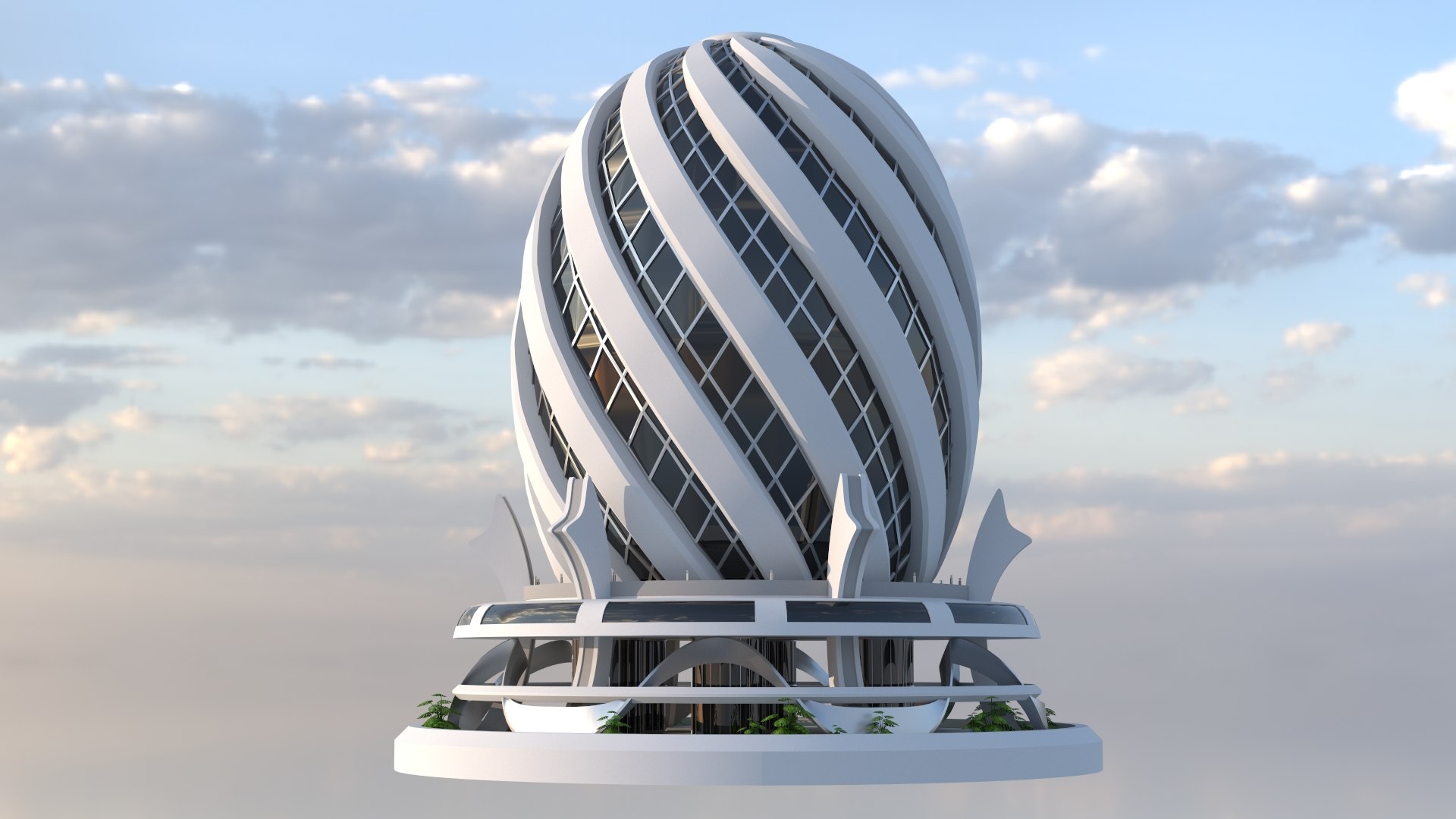 3D Sci-Fi Futuristic Building Concept 12 - TurboSquid 2300076