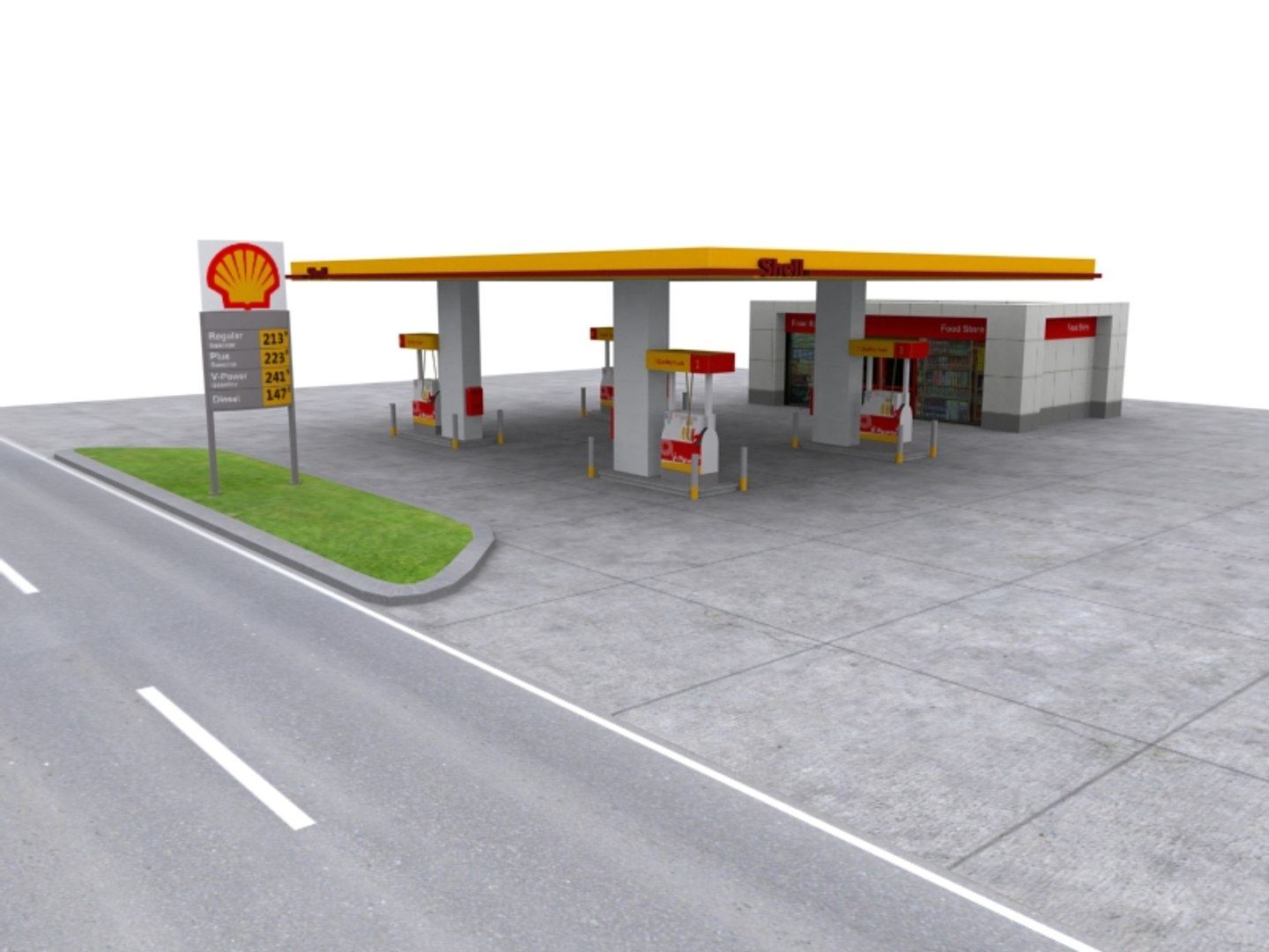 Shell Gas Station 3d Max