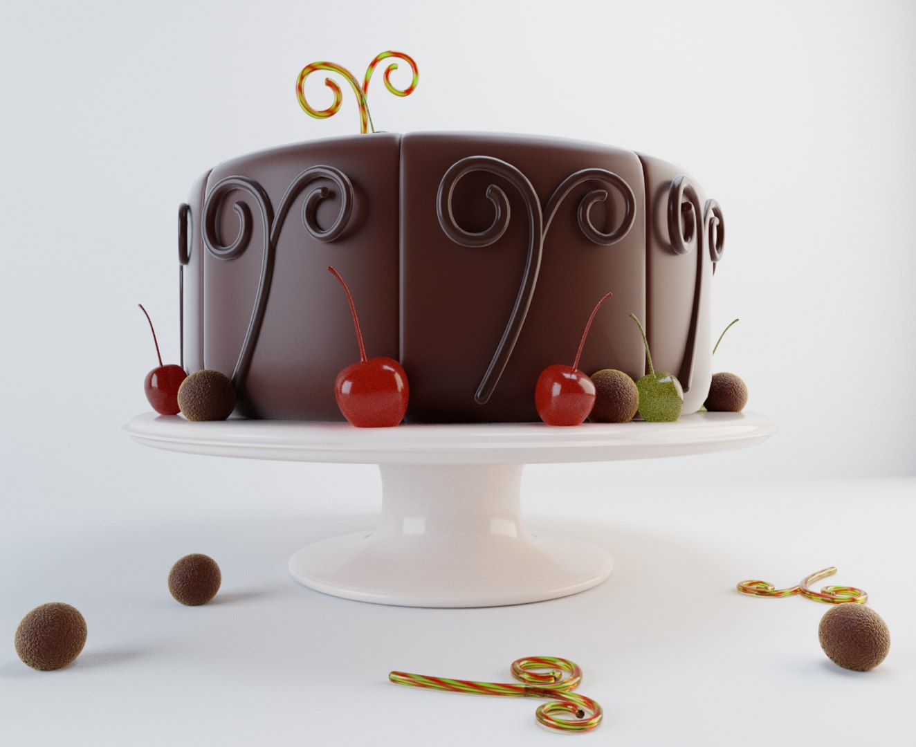 Chocolate Cake Model - TurboSquid 1351155