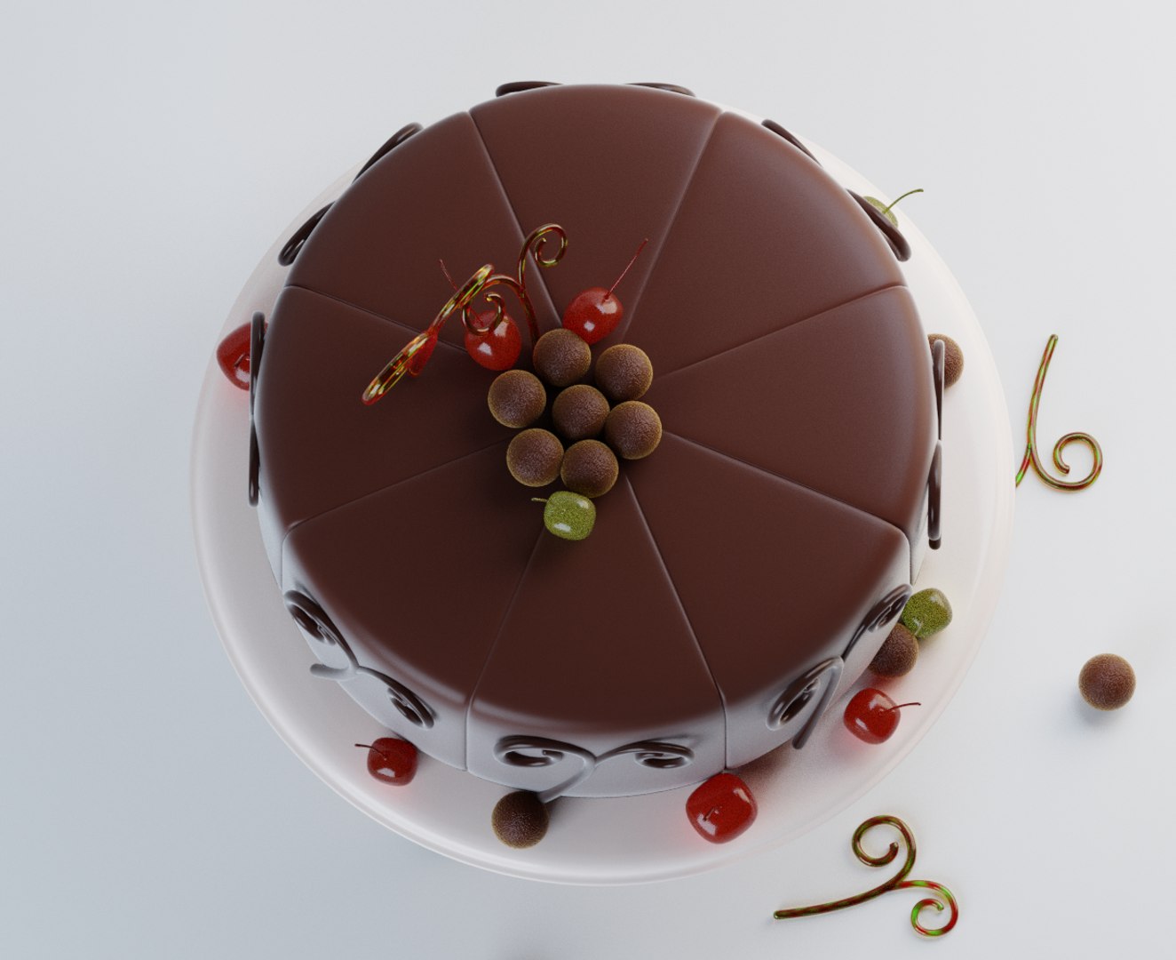 Chocolate Cake Model - TurboSquid 1351155