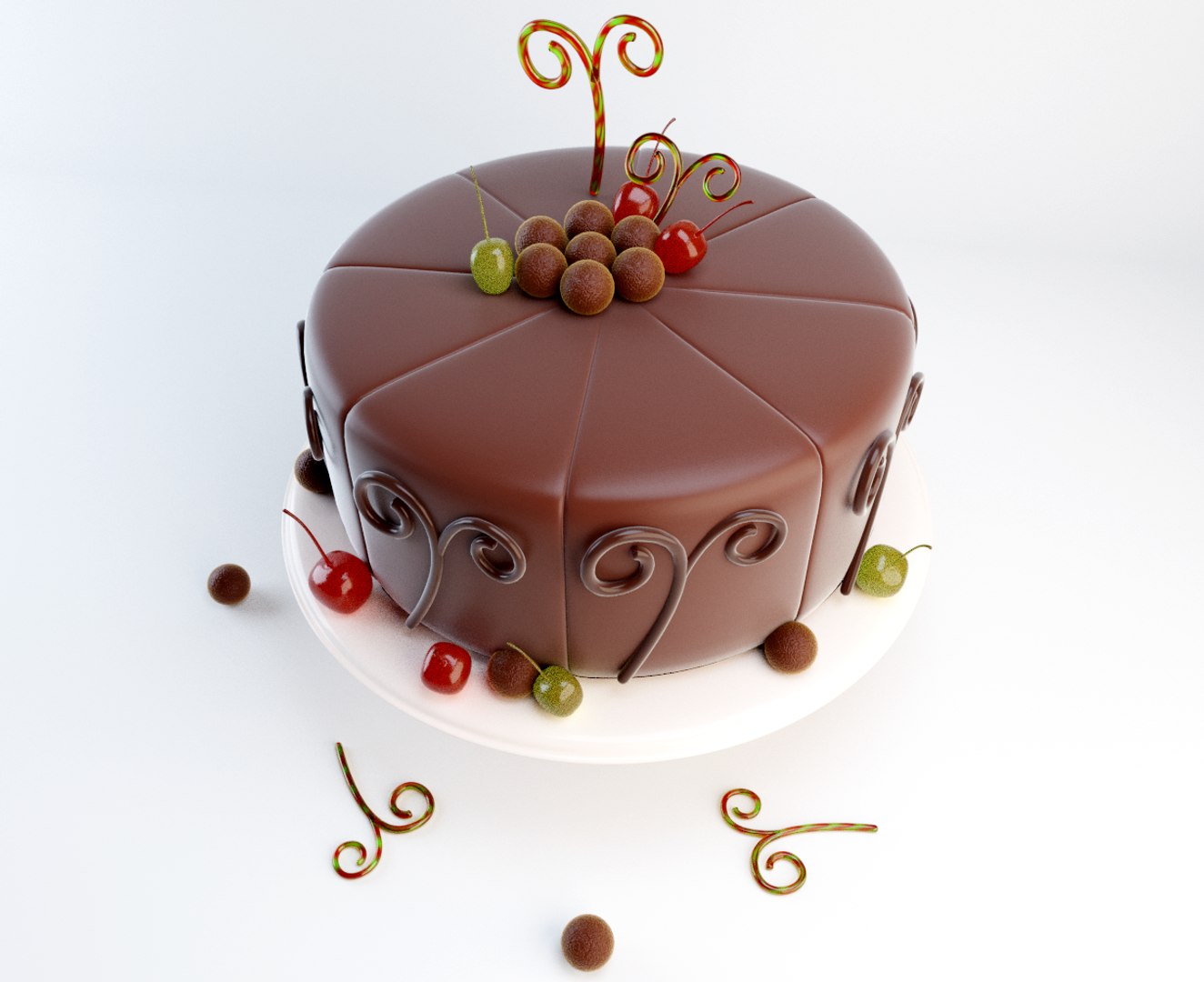 Chocolate Cake Model - TurboSquid 1351155