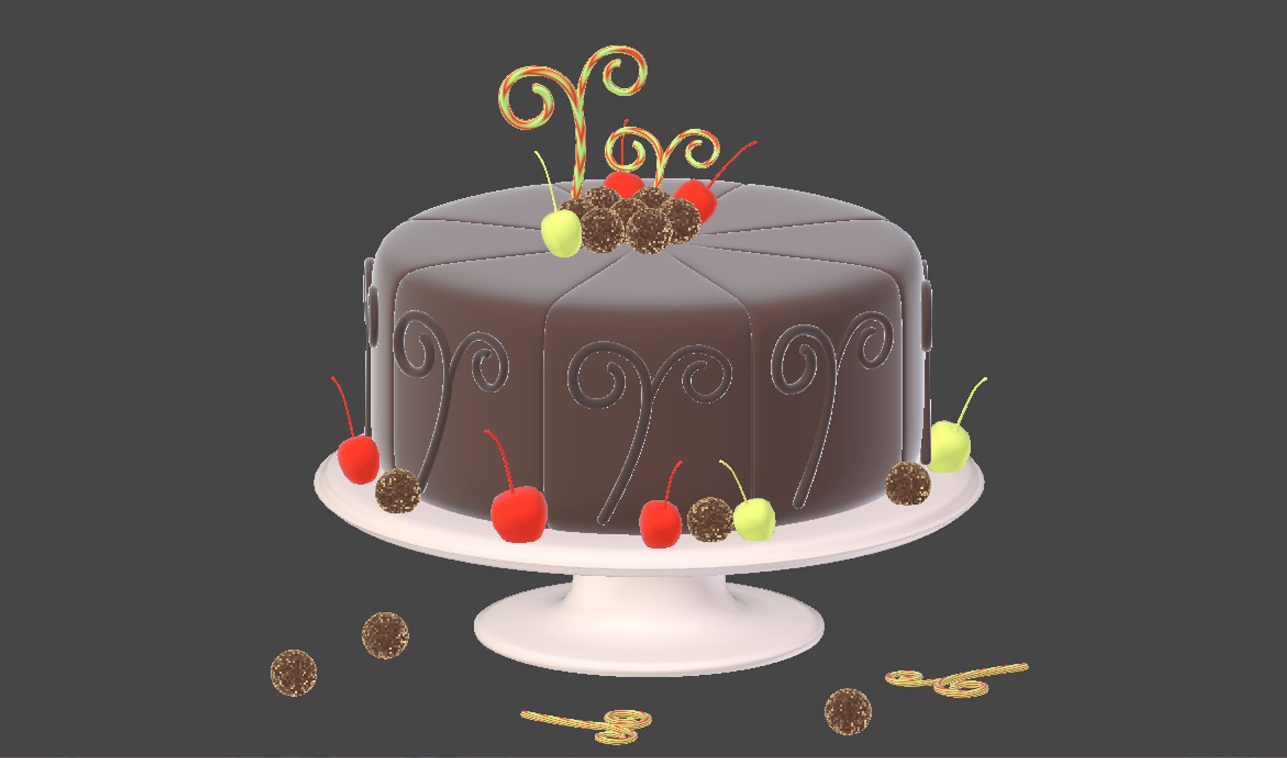 Chocolate Cake Model - TurboSquid 1351155