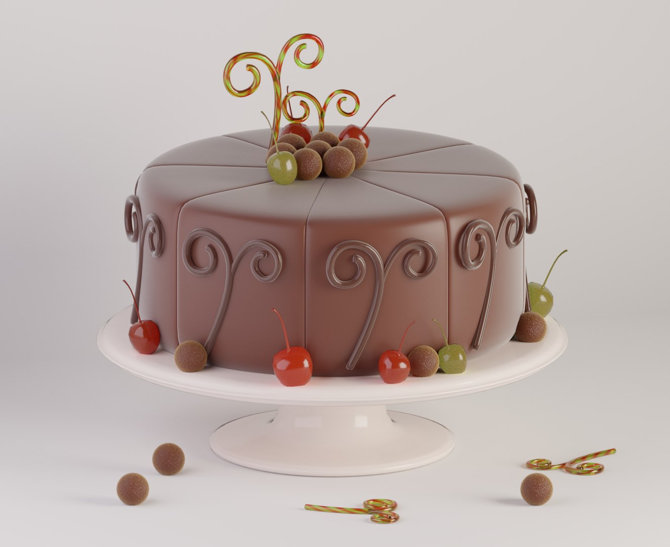 Chocolate Cake Model - TurboSquid 1351155