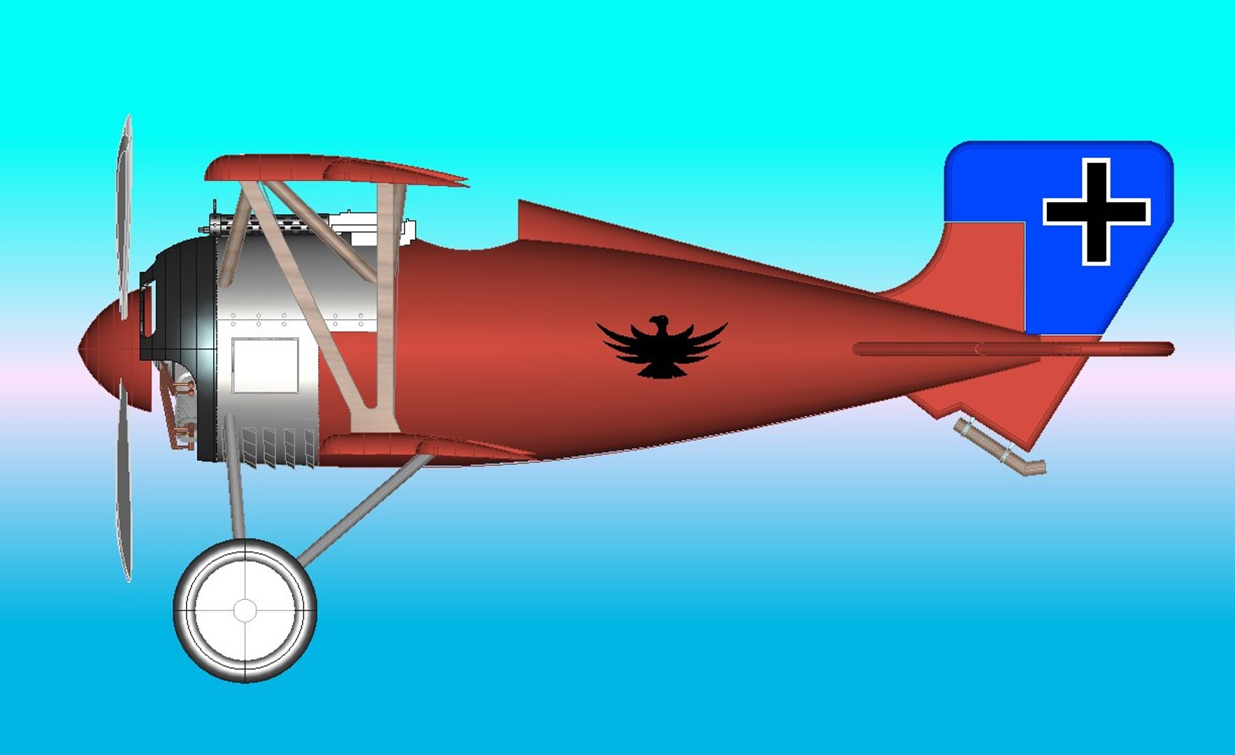 3d model german biplane