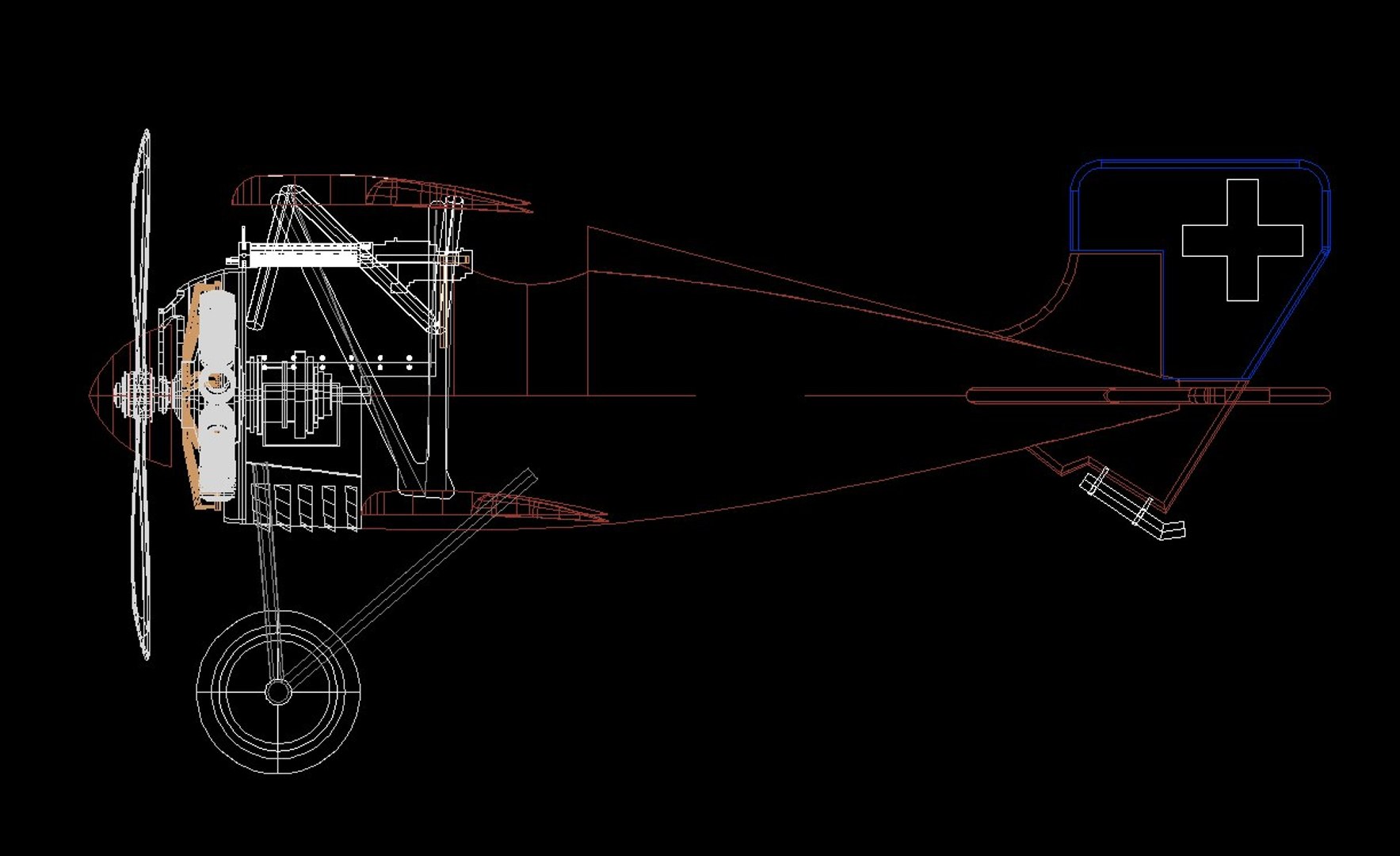 3d model german biplane