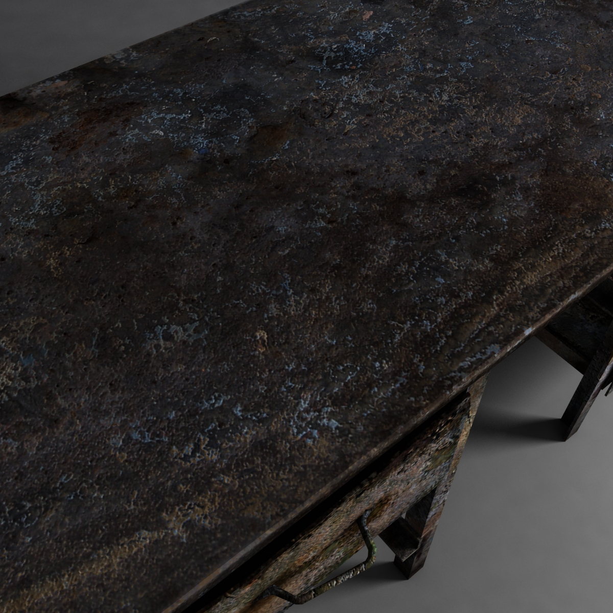 3d old rusty metal workbench