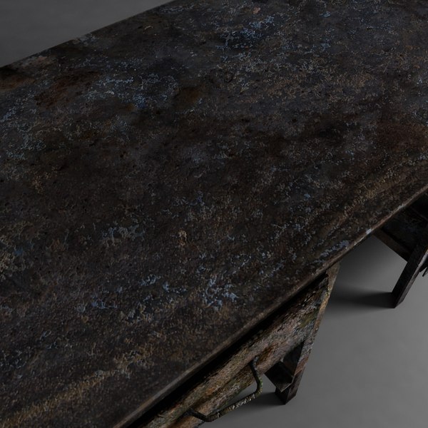 3d old rusty metal workbench