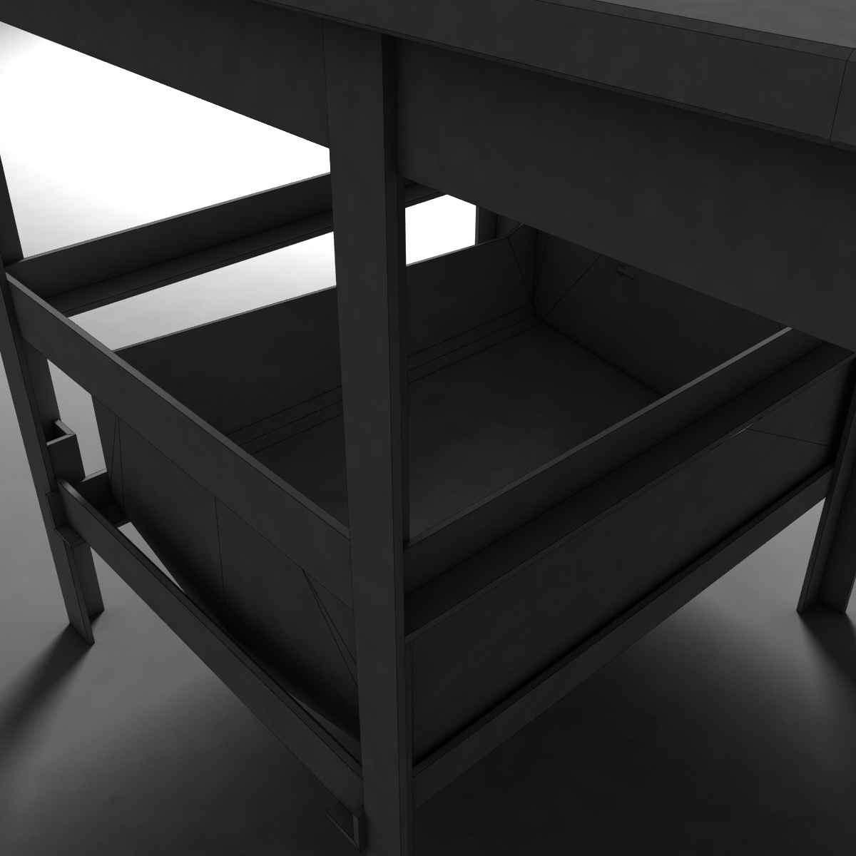 3d old rusty metal workbench