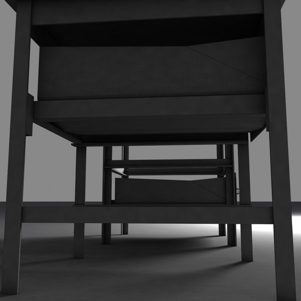 3d old rusty metal workbench