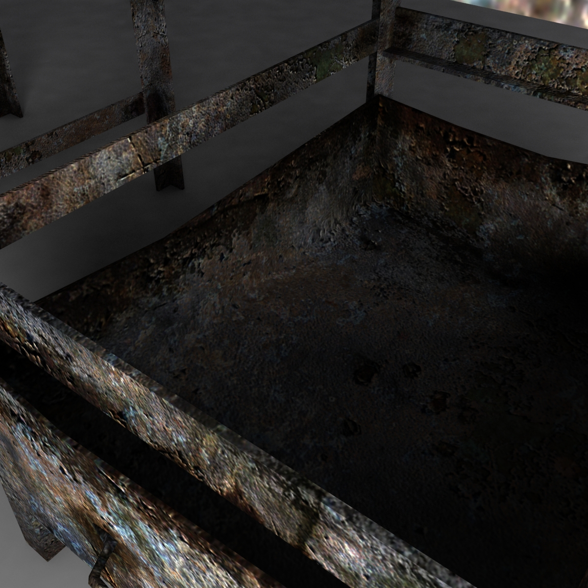 3d old rusty metal workbench