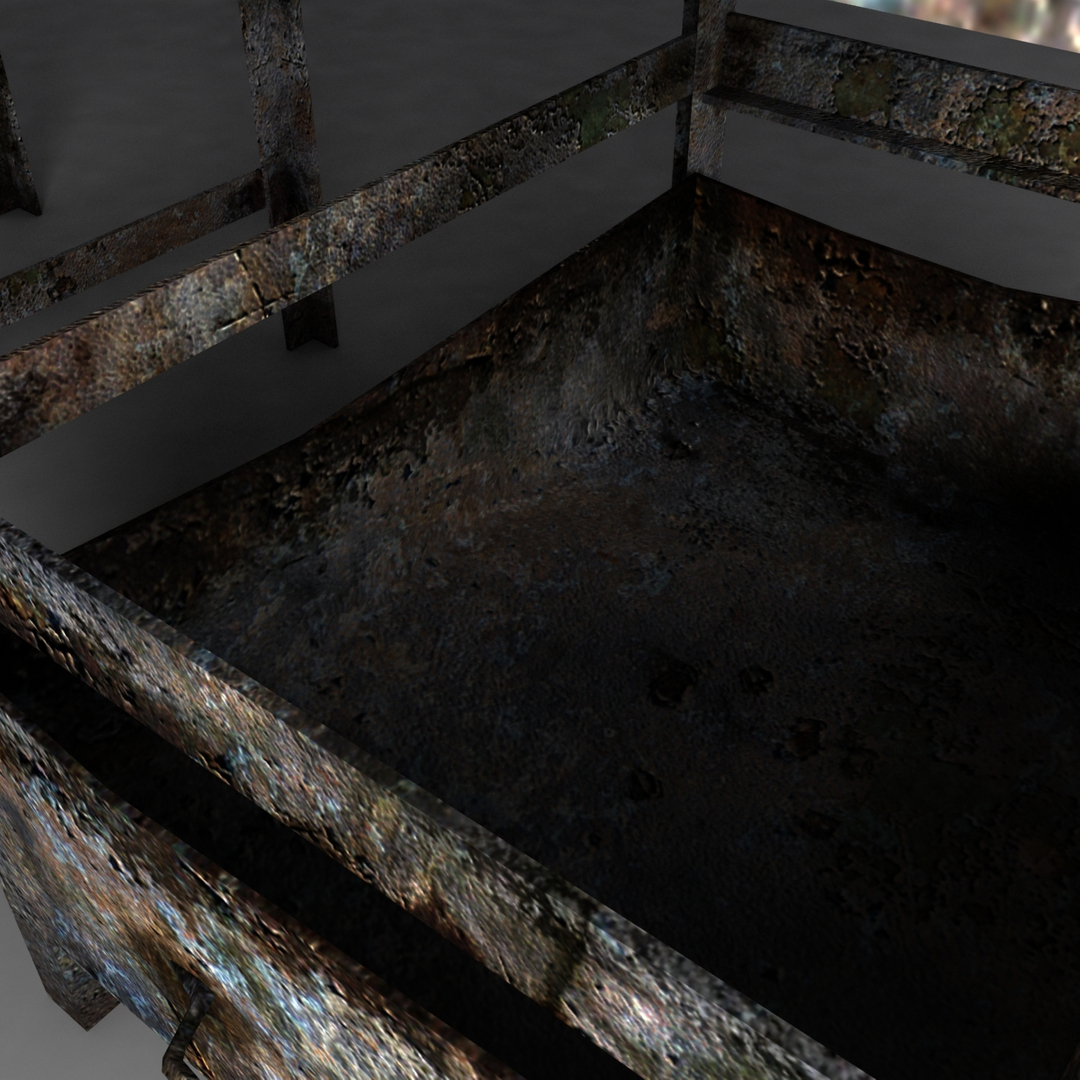 3d old rusty metal workbench