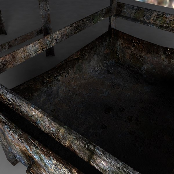 3d old rusty metal workbench