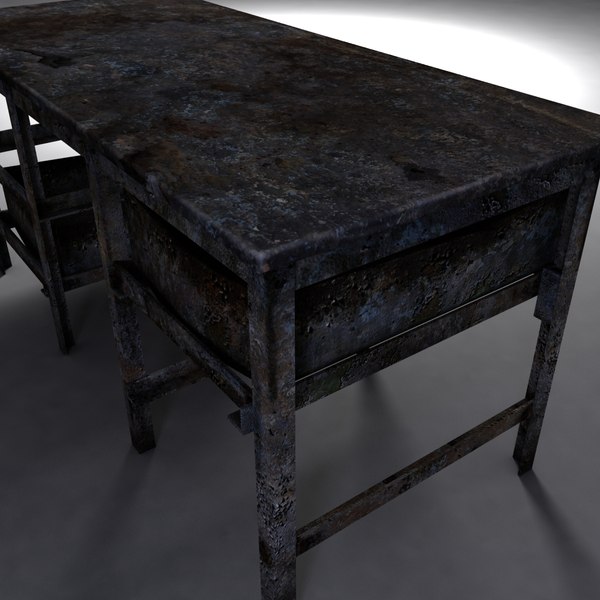 3d old rusty metal workbench