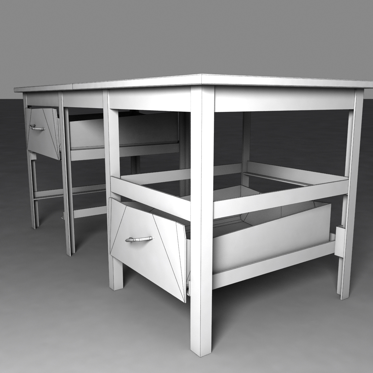 3d old rusty metal workbench