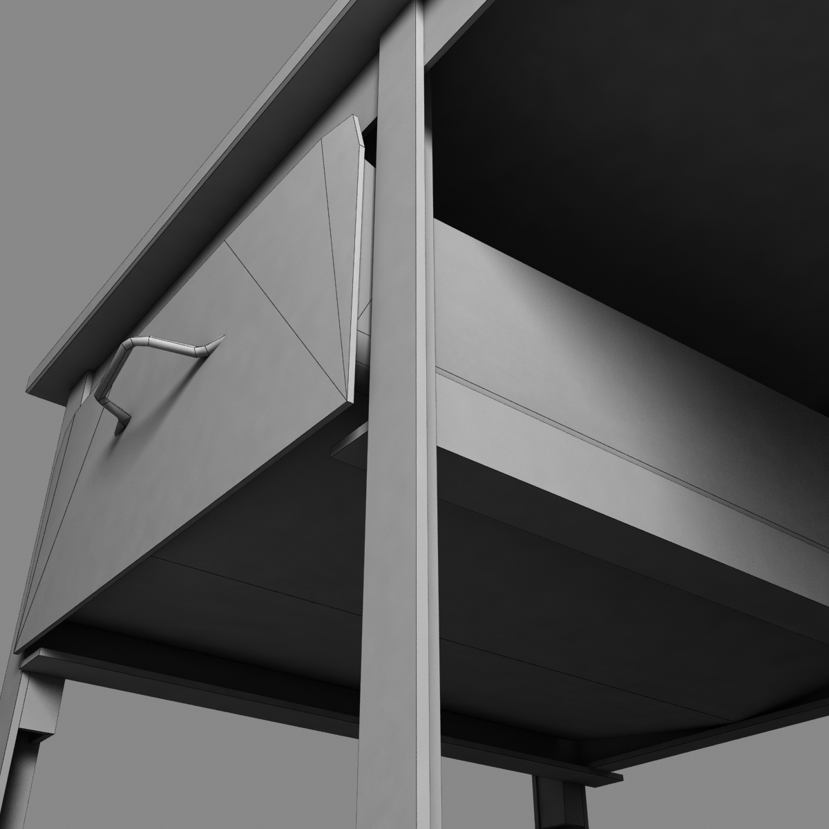 3d old rusty metal workbench