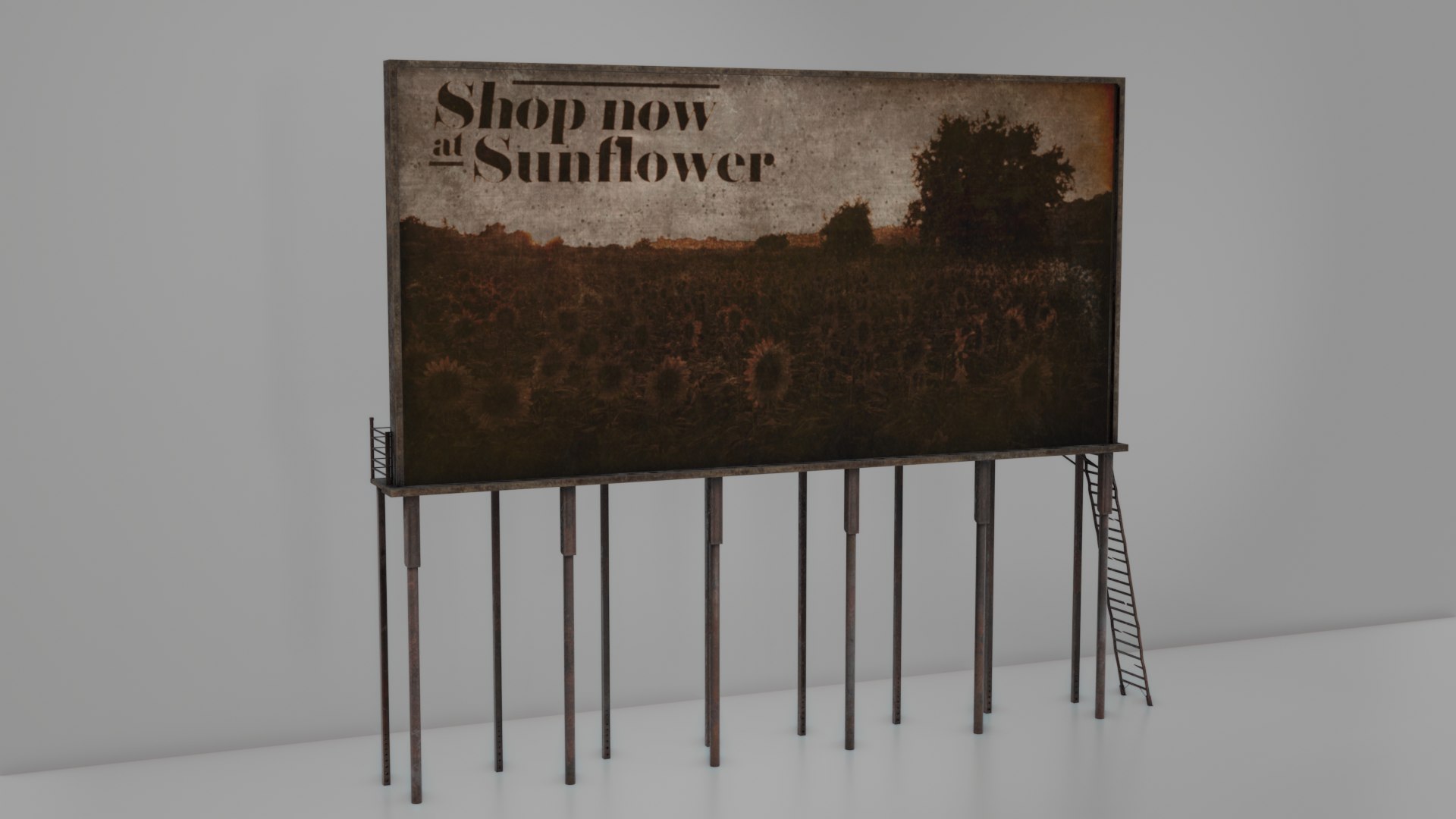 Low Poly Old Billboard 3D Model - TurboSquid 1726761