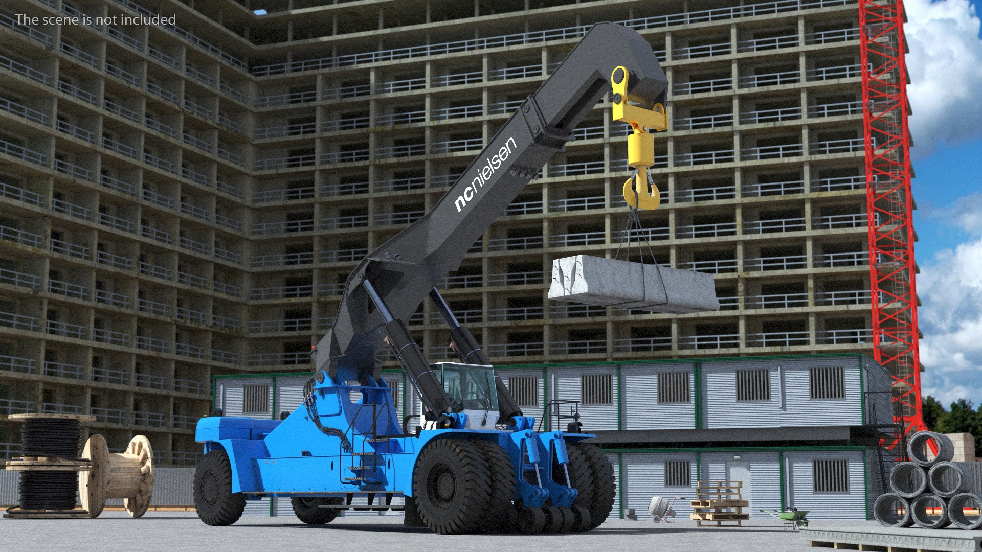 Reach Stacker Nielsen NCN 180TH Loading Concrete Barriers 3D Model ...