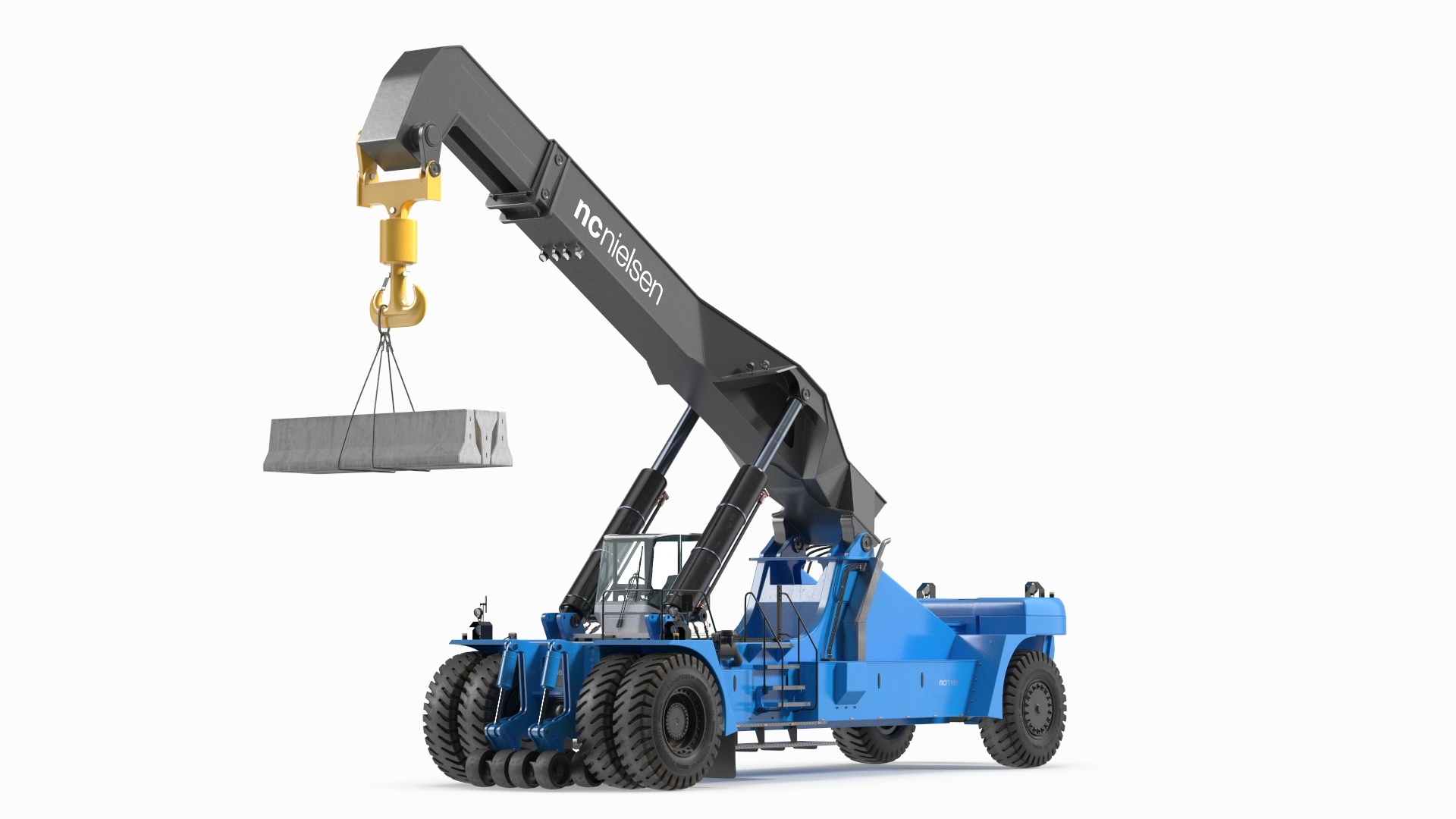 Reach Stacker Nielsen NCN 180TH Loading Concrete Barriers 3D Model ...