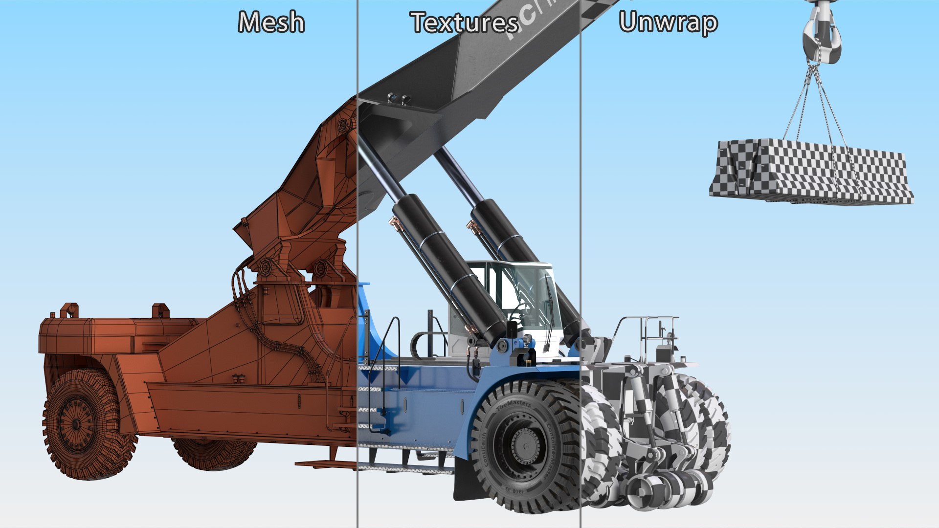 Reach Stacker Nielsen NCN 180TH Loading Concrete Barriers 3D Model ...