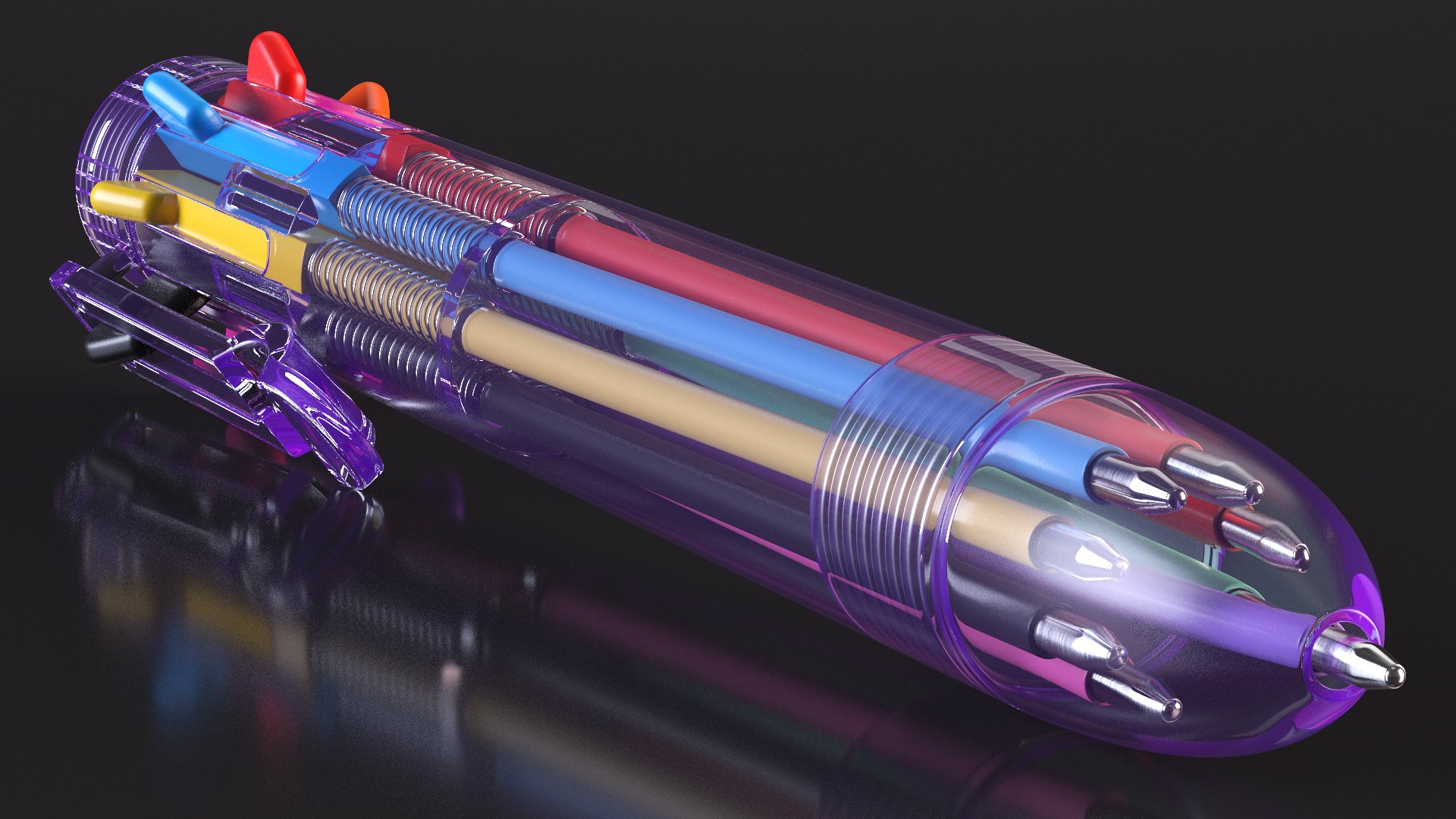 3D Multicolor Retractable Click Ballpoint Model - TurboSquid 1668069