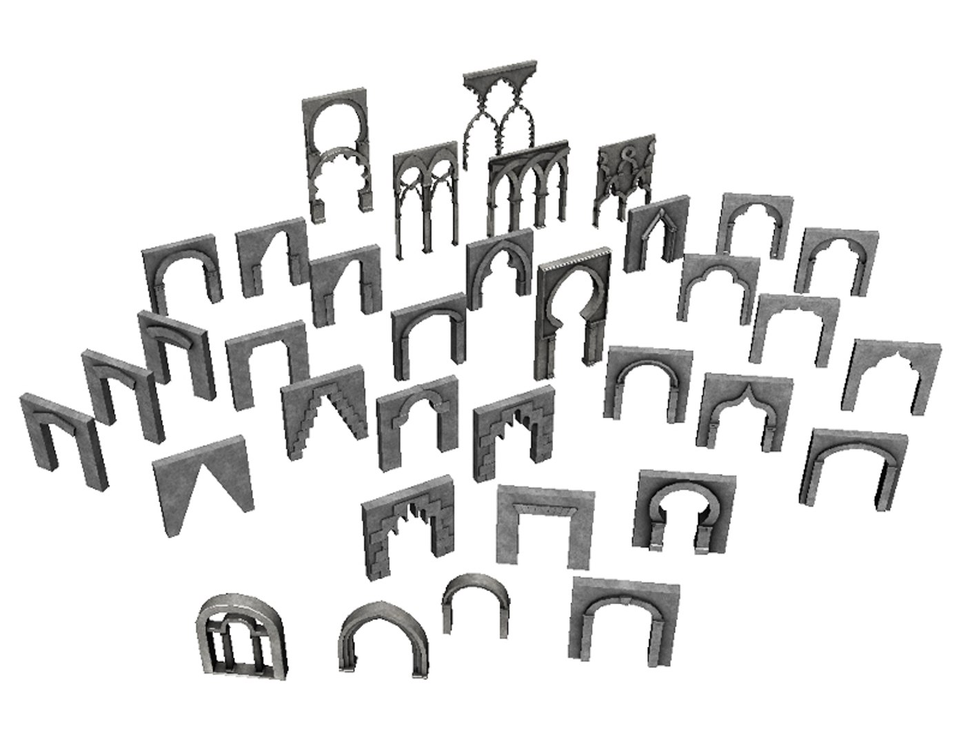 3d 3ds Arches Mesh Tiles