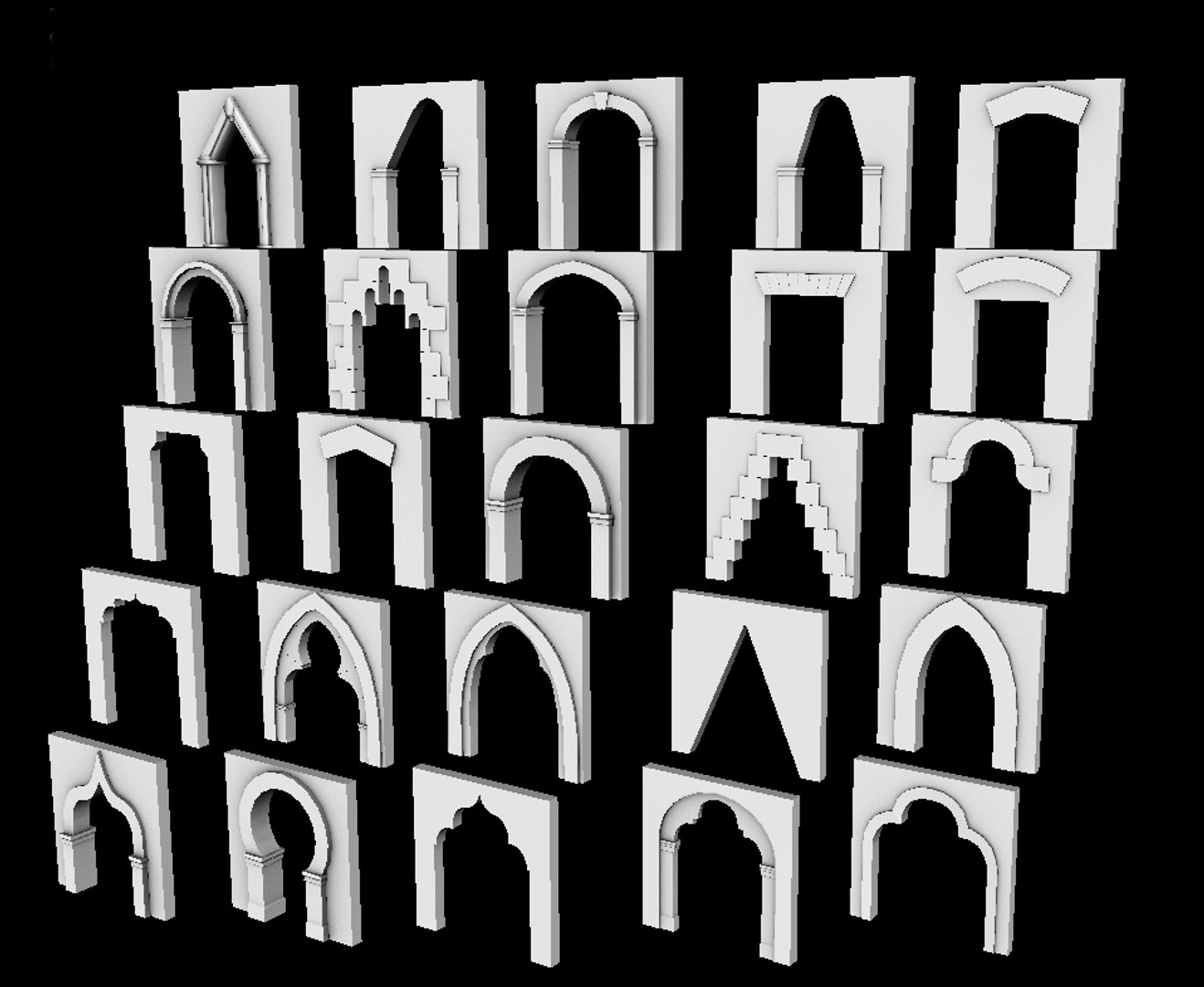 3d 3ds Arches Mesh Tiles