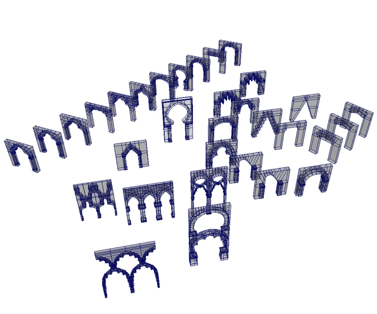 3d 3ds Arches Mesh Tiles