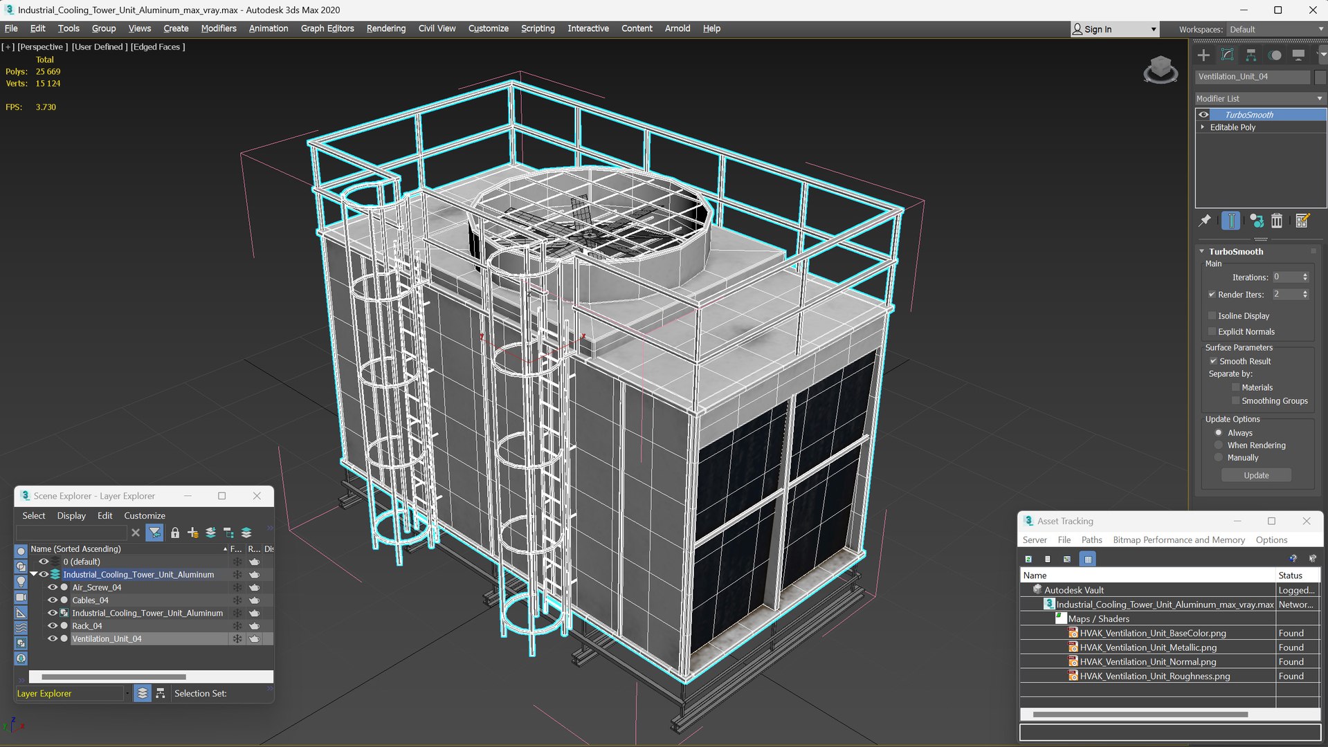 3D Model Industrial Cooling Tower Unit Aluminum - TurboSquid 2430776