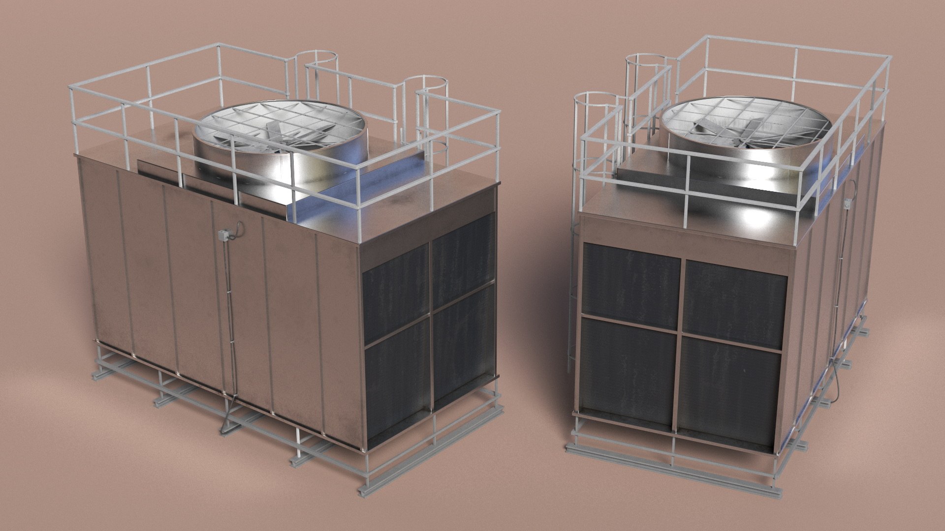 3D Model Industrial Cooling Tower Unit Aluminum - TurboSquid 2430776