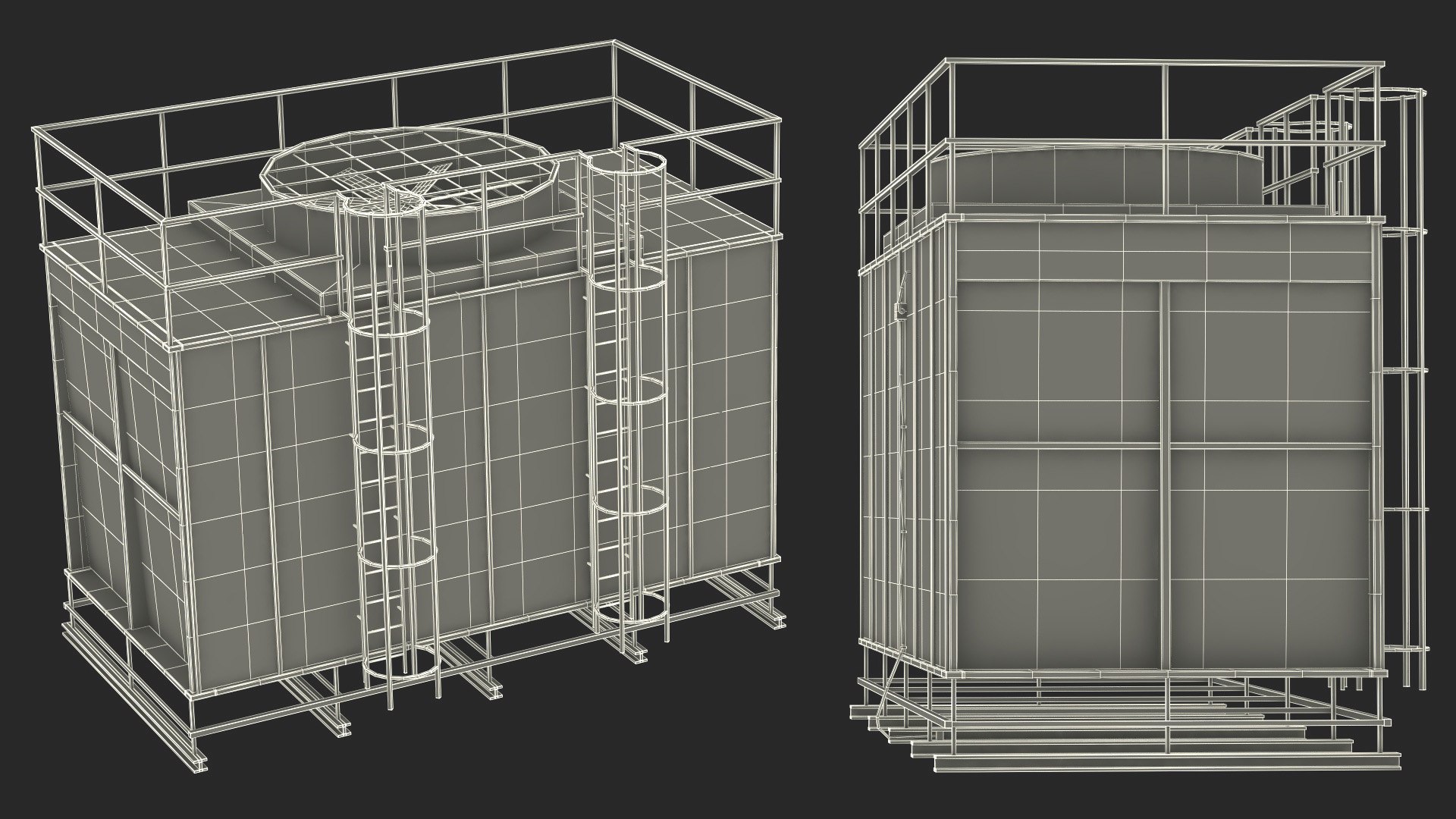 3D Model Industrial Cooling Tower Unit Aluminum - TurboSquid 2430776