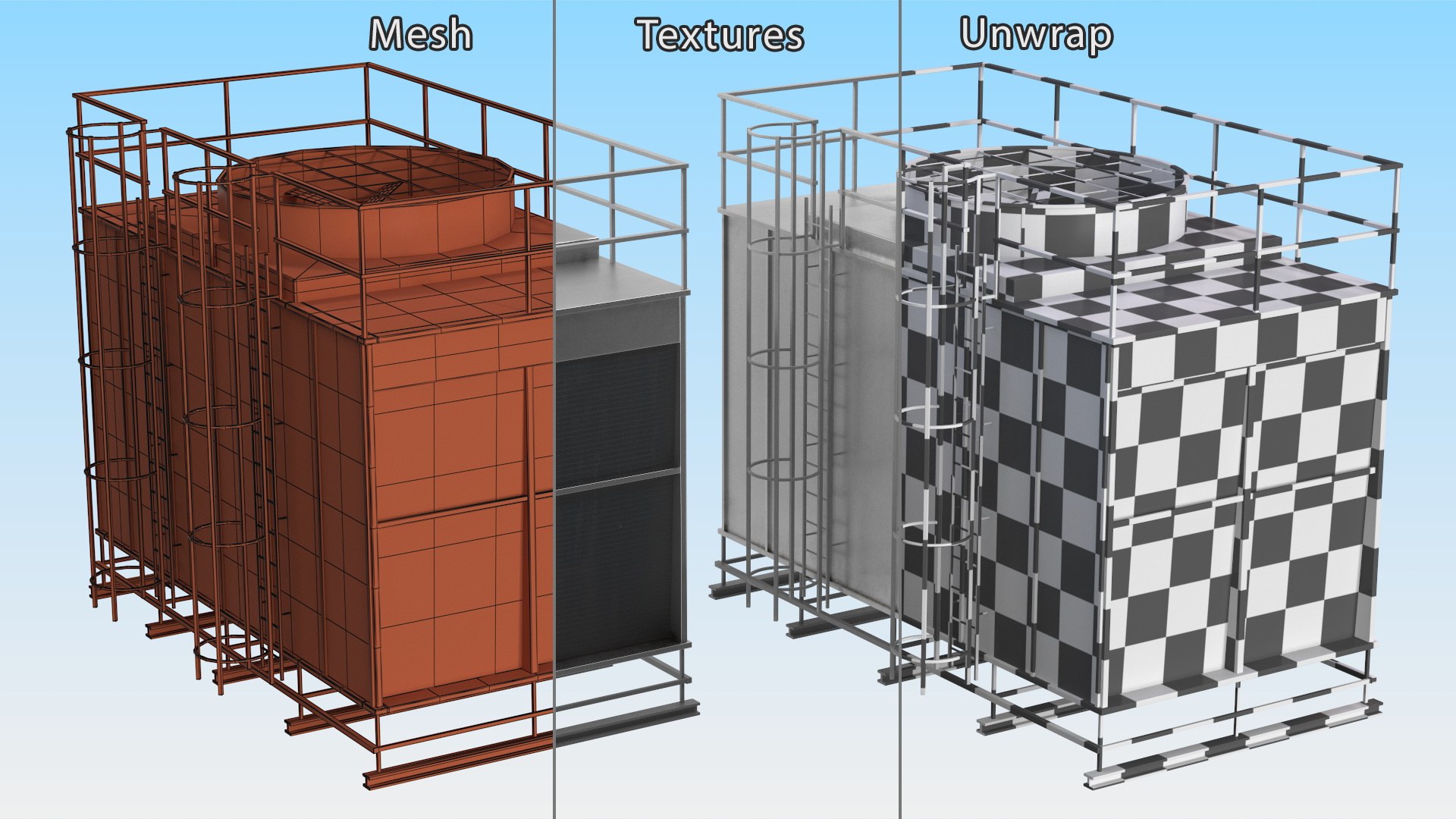 3D Model Industrial Cooling Tower Unit Aluminum - TurboSquid 2430776