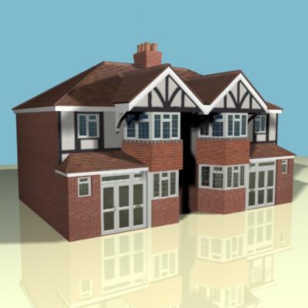 3d semi detached house model