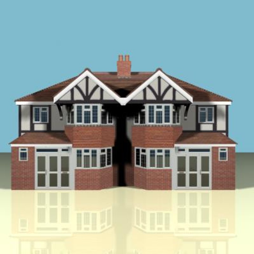 3d semi detached house model