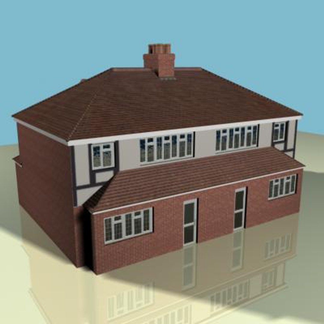 3d semi detached house model