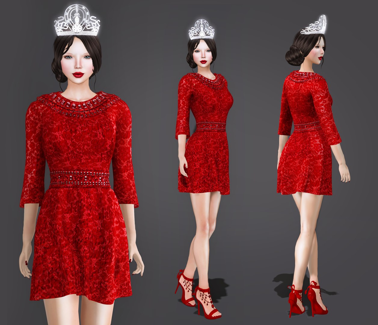 Royal Mini Dress 3D Model - TurboSquid 1828547