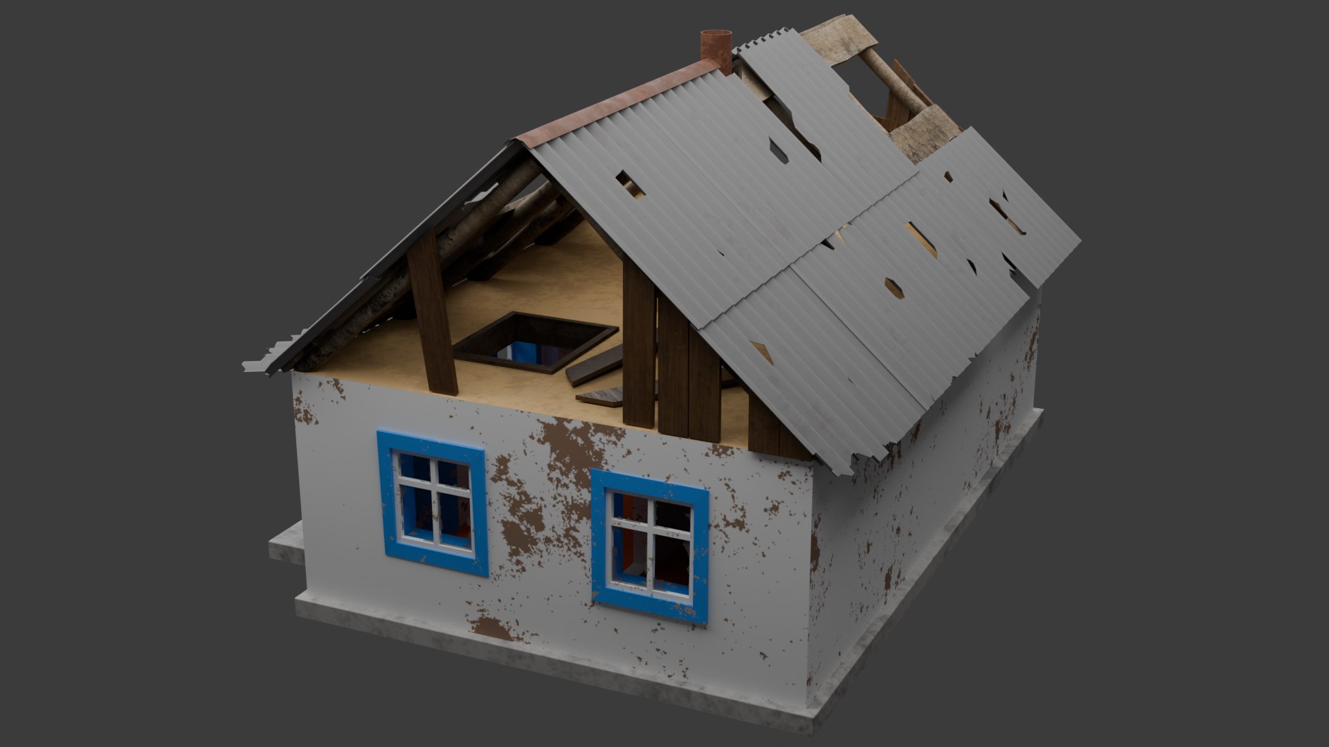 3D Old Village House Distroyed 3D Model - TurboSquid 2166201