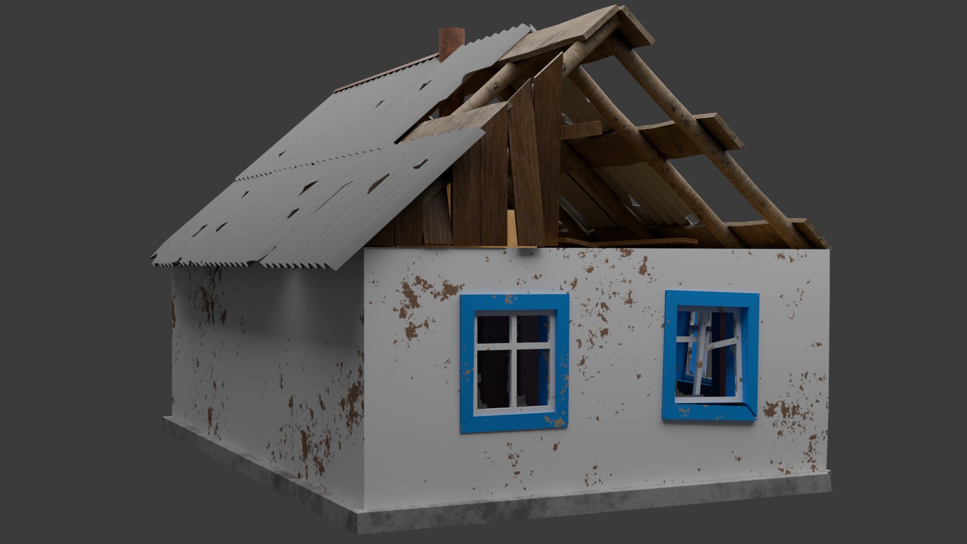 3D Old Village House Distroyed 3D Model - TurboSquid 2166201